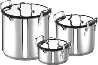 Rohe Germany ROHE-Germany Topfset Tiny Marco, Compact-Set 3 tlg., Edelstahl, Stapelbar Silber