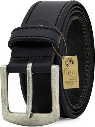 Lindenmann full cowhide belt men, jeans belt men leather 40 mm wide, belt men, full cowhide belt black, Gr&ouml;&szlig;e/Size:, Farbe/Color:noir