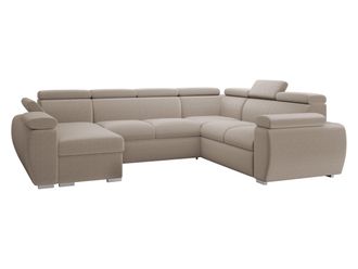 Mirjan24 Ecksofa Boston U mit Bettkasten und Schlaffunktion, Eckcouch, Polsterecke mit Einstellbare Kopfst&uuml;tzen, U-Form Sofa, Wohnlandschaft (Paros 2, Seite: L