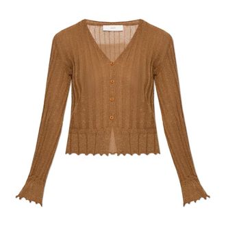 Akep Femme, Pulls, Brun, Taille: 40 FR Cardigan Fil Lurex