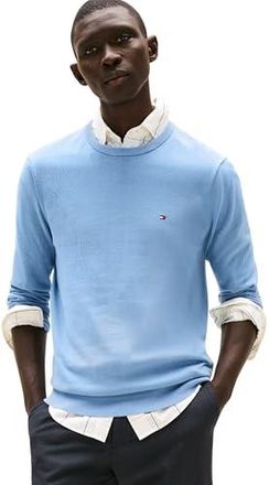Tommy Hilfiger Pull Homme Essential Cotton avec Col Ras-du-Cou, Bleu (Brisk Blue), XXL