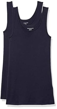 Amazon Essentials Débardeur Coupe Ajustée Femme, Lot de 2, Bleu Marine, XXL