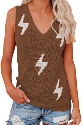 Generic Débardeur pour femme - Bas dété tendance - Avec bretelles - En tricot - Pour femme, marron, M