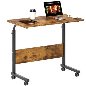 Soges Computertisch Laptoptisch höhenverstellbar PC-Tisch mit Rollen, Oberfläche mit Einschnitt als Ständer für Pad Tablete Mobilphone 80cm x 40cm
