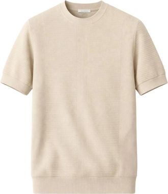 Paolo Pecora Homme, Pulls, Beige, Taille: M Tricot Textur&eacute; &agrave; Manches Courtes