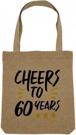 Fabulous Sac Shopping Tote Bag Aspect Lin - Cheers to 60 Years Anniversaire 60 Ans Etoiles - Sac de Courses Toile Epaisse 360g Beige Naturel Cabas Port&eacute; Epaule