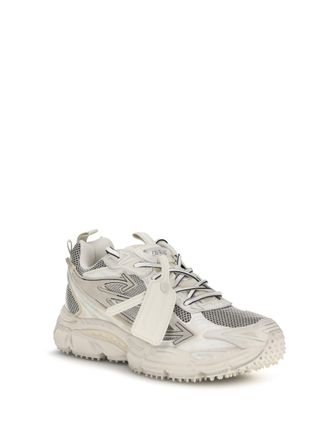 Off-white Worn-Out Mesh and Suede Sneaker - Beige
