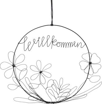 Boltze Dekoanh&auml;nger Meadow H&ouml;he 21 cm schwarz, Willkommen, Floral