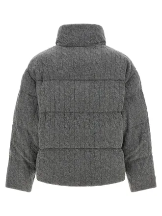 Polo Ralph Lauren Braided Wool-Cashmere Quilted Down Jacket - Gray