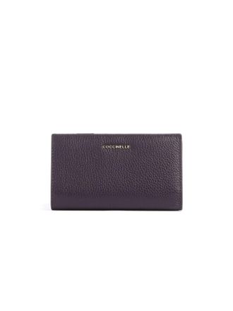 Coccinelle Metallisches Soft Wallet aus genarbtem Leder