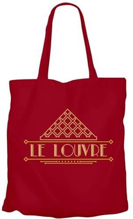Fabulous Tote Bag Sac Shopping en Toile Rouge - Le Louvre Paris France Luxe Style Architecture - 10 L