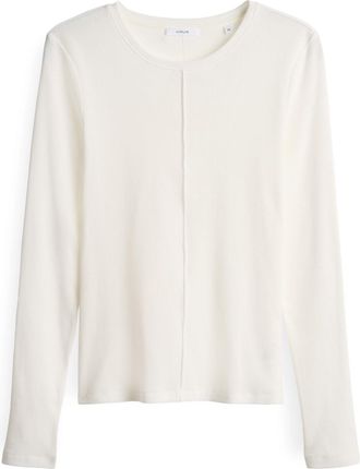 OPUS Damen Langarmshirt | SADALIE Slim Rippshirt aus BCI Cotton Mix Milk, 36