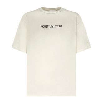 Axel Arigato Homme, Tops, Blanc, Taille: S T-shirt Blanc avec Logo Déformé