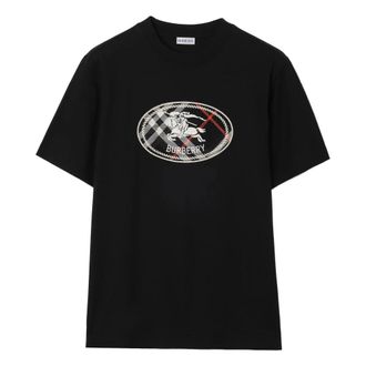 Burberry Check Knight Stempel Baumwoll-T-Shirt - - Tops - Herren - Schwarzk - S