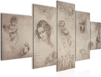 Runa Art Bild Wohnzimmer Schlafzimmer Leonardo Da Vinci 5 Teilig Renaissance Braun Wandbilder auf Vlies Leinwand 010353a