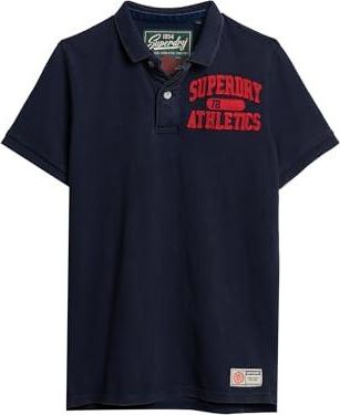 Superdry Vintage Athletic Polo T1 piqué (M), Bleu Marine Profond, M Homme