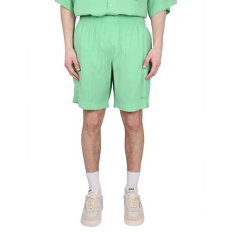 Msgm Bermuda With Logo - - Shorts - Herren - Gr&uuml;n - S