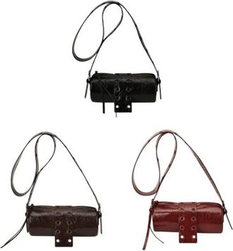 Generic Kexpery Sac &agrave; Main Femme en Cuir PU Vintage &agrave; Bandouli&egrave;re Sac Crossbody Cylindrique Polyvalent pour Travail et Loisirs