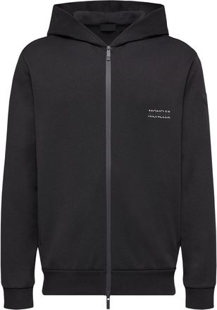 Moncler Moncler Sweat &Agrave; Capuche Zipp&eacute; En Molleton De Coton Avec Logo, Homme, Noir, Taille: Xl