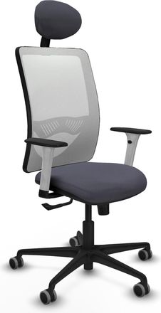 Piqueras y Crespo Arbeitsstuhl Zulema mit wei&szlig;en und schwarzen Armlehnen, h&ouml;henverstellbare Lendenwirbelst&uuml;tze und festes Kopfteil, ausgestattet mit 3 Positionen, Wei&szlig;/