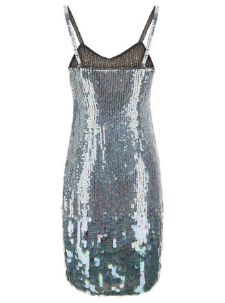 P.A.R.O.S.H. Womens Mini Grey Dress With Multicolor Sequins Metallic Polyamide Elastane