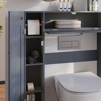 Vicco Armoire de toilette Bianco, Gris, 89x99cm avec 2 distributeurs de papier toilette