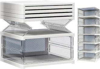 Generic Schuhschrank - Organizer f&uuml;r Schuhe, stapelbar und faltbar, Beh&auml;lter mit magnetischer T&uuml;r zum Ausstellen von Schuhen | f&uuml;r Zuhause, Wohnung, Schlafzim