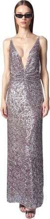 Twentyfourhaitch Femme, Robes, Gris, Taille: 44 FR Longue Robe &agrave; Sequins