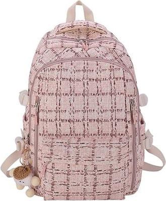 Generic Sac &agrave; dos mignon en velours c&ocirc;tel&eacute; - Motif &agrave; carreaux - Style d&eacute;contract&eacute; et l&eacute;ger - Pour ordinateur portable - Pour le retour &agrave; luniversit&eacute; - Pour ho