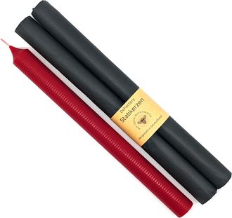 Generic Premium Stabkerzen 100% Bienenwachs 2 St&uuml;ck Brenndauer ca. 14 Stunden Oberfl&auml;chendesign Ringe H&ouml;he 25 cm, &Oslash; 2,2 cm Premium Kerzen durchgef&auml;rbt Tafelke