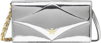 MCM Diamond Kettenriemen-Portemonnaie aus Leder mit Metallic- und Glanzeffekt - - Bags - Damen - Grau - ONE SIZE