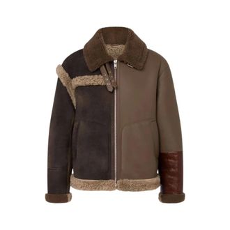 Moschino Homme, Vestes, Brun, Taille: XL Veste en peau de mouton m&eacute;lang&eacute;e Shearling
