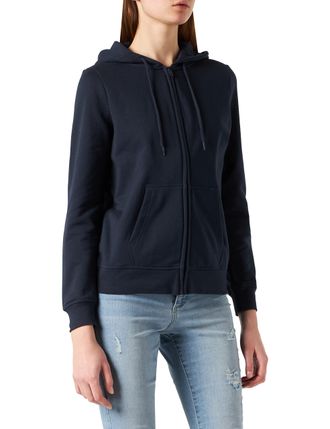 Build Your Brand Damen Ladies Basic Zip Hoody Kapuzenpullover, Navy, XXL