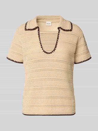 Stefanel T-Shirt in Strick-Optik mit Polokragen und Kontrastkante