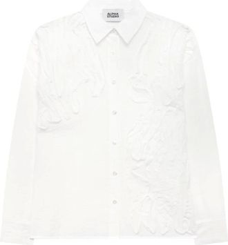 Alpha Studio Femme, Blouses et Chemises, Blanc, Taille: 44 FR Camicia rouches