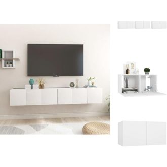vidaXL TV-H&auml;ngeschr&auml;nke 3 Stk. Wei&szlig; 60x30x30 cm - TV-Wandregal - Fernsehschrank - Holzschr&auml;nk - Wei&szlig;er Wohnzimmerschrank - Regalset