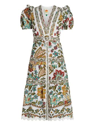 Farm Rio robe mi-longue Botanicals - Blanc