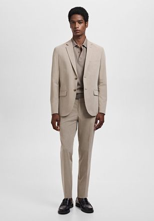Mango Veste costume París super slim-fit sable - Homme - 46 - MANGO MAN
