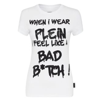 Philipp Plein Femme, Tops, Blanc, Taille: 40 FR T-Shirt Col Rond Pure