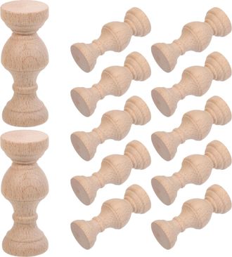 DOITOOL Unbehandelte Massivholz Bettpfosten 12 St&uuml;ck Holzspindeln f&uuml;r M&ouml;bel Selbstgemacht Nat&uuml;rliche Dekorative Holzs&auml;ulen f&uuml;r Treppengel&auml;nder und M&ouml;belrestau