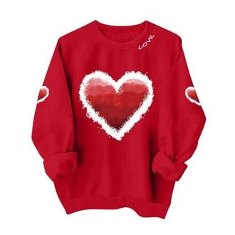 Generic Sweat-shirt imprim&eacute; Saint-Valentin 2026 &agrave; manches longues et col rond d&eacute;contract&eacute; haut doux et confortable v&ecirc;tements de sport tendance pour les tenues