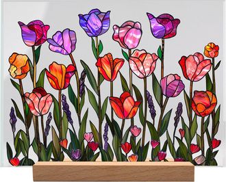 Generic Acrylglas mit Blumenmuster, Tischdekoration mit bunten Acrylblumen, Tischdekoration aus Acryl mit bemaltem Blumenmuster, Dekoration aus Acrylglas Imit