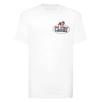 Philipp Plein Homme, Tops, Blanc, Taille: XL T-Shirt Col Rond Trucks Bulldog