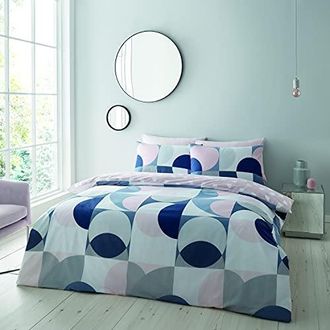 Catherine Lansfield Sirkel Geo 135x200cm Duvet Cover and 1 80x80cm Pillowcase Blush