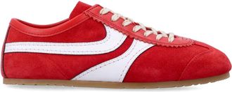 Dries Van Noten Femme, Chaussures, Rouge, Taille: 38 EU Baskets en cuir &agrave; finitions en daim
