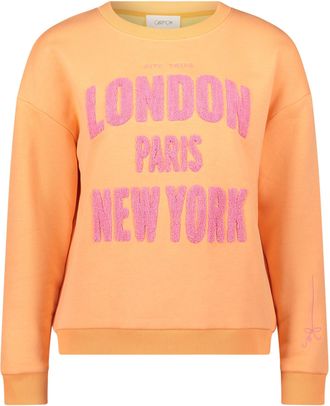 Cartoon Damen Sweatshirt mit Rippb&uuml;ndchen 38, Patch Orange/Pink