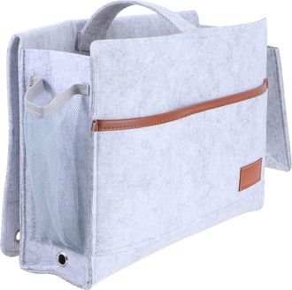 BESPORTBLE Filz Aufbewahrungstasche für Bett und Sofa Vielseitiger Bedside Organizer mit Mehreren Taschen Grauer Filz Hängebeutel für Handy Fernbedienung Bücher 