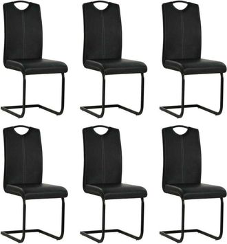 vidaXL Vidaxl - Chaises à manger cantilever lot de 6 noir similicuir