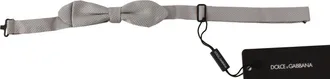 Dolce & Gabbana Mens Gray Silk Faille Adjustable Neck Bow Tie Papillon