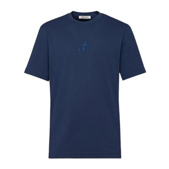 Premiata Homme, Tops, Bleu, Taille: XL T-shirt en coton &agrave; manches courtes avec logo
